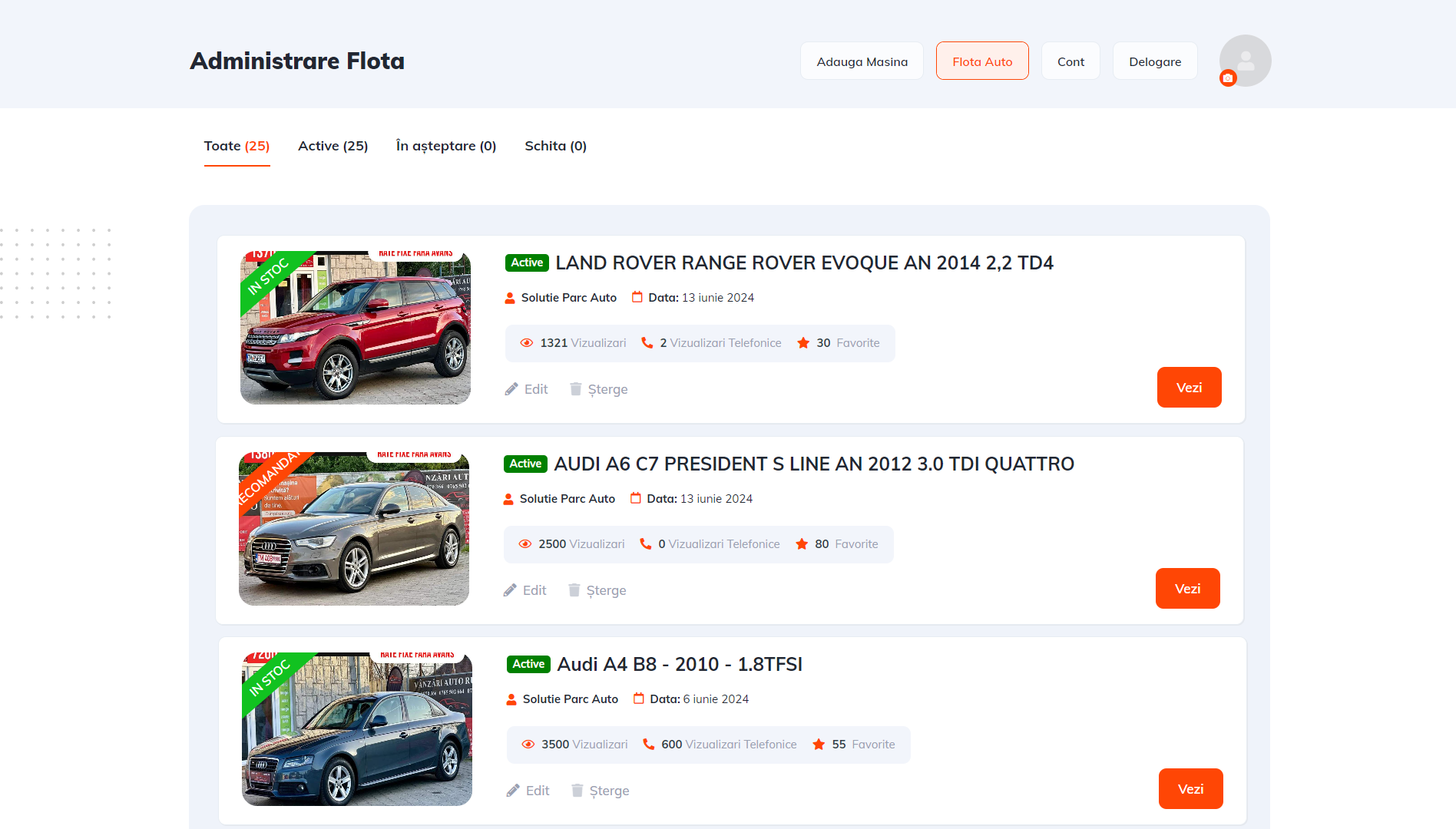Creare Site Parc Auto – Platformă de vânzări auto cu rezultate